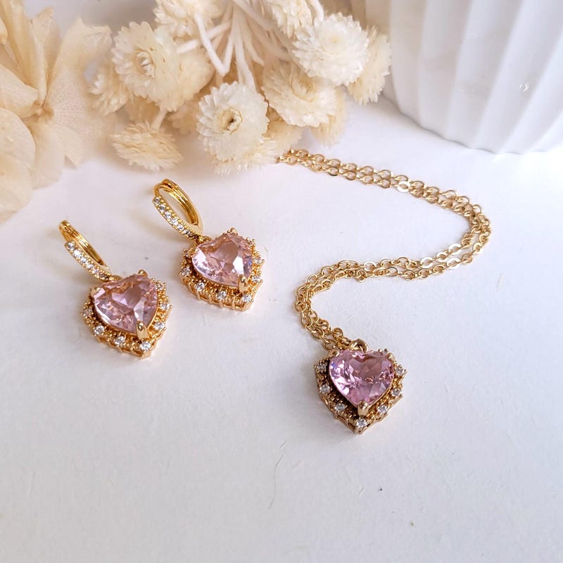 M Pink Jewelry Set - Etsy UK