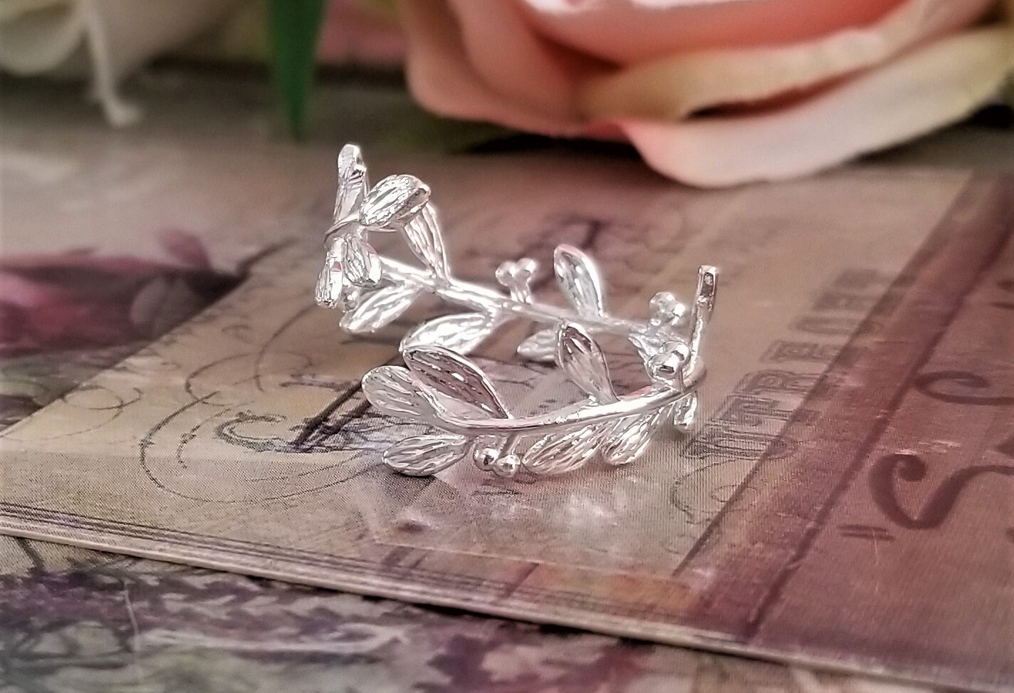 Laurel Wreath Ring Leaf ring Silver leaf ring Adjustable | Etsy
