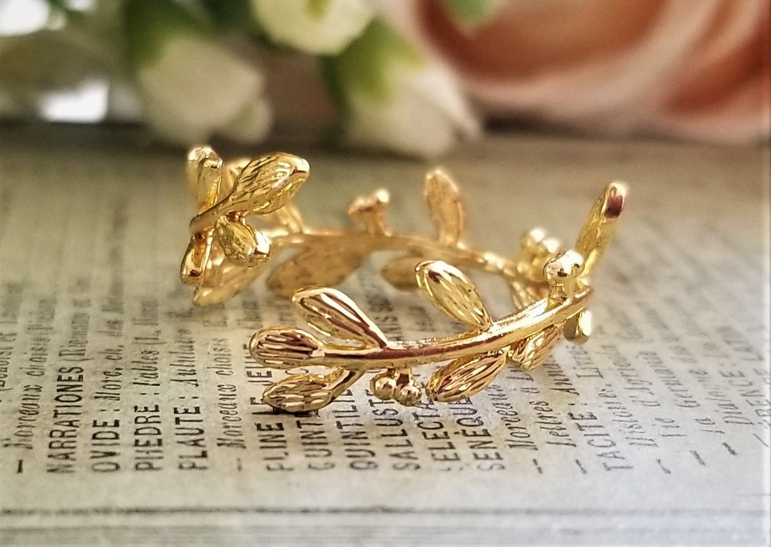 Laurel Wreath Ring Leaf Ring Gold Leaf Ring Adjustable | Etsy
