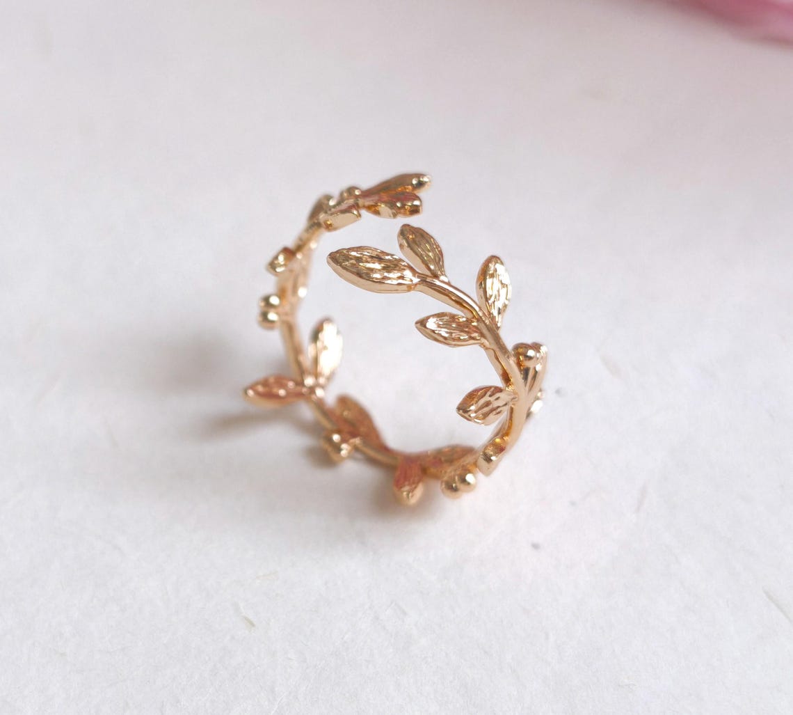 Laurel Wreath Ring, Leaf Ring, Gold Leaf Ring, Adjustable Ring, Leaf ...