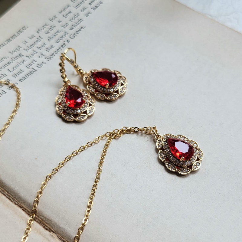 Red Jewelry Set - Etsy