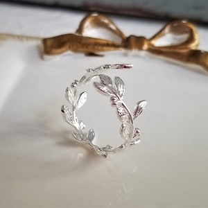 Laurel Wreath Ring, Leaf Ring, Silver Leaf Ring, Adjustable Ring, Leaf ...