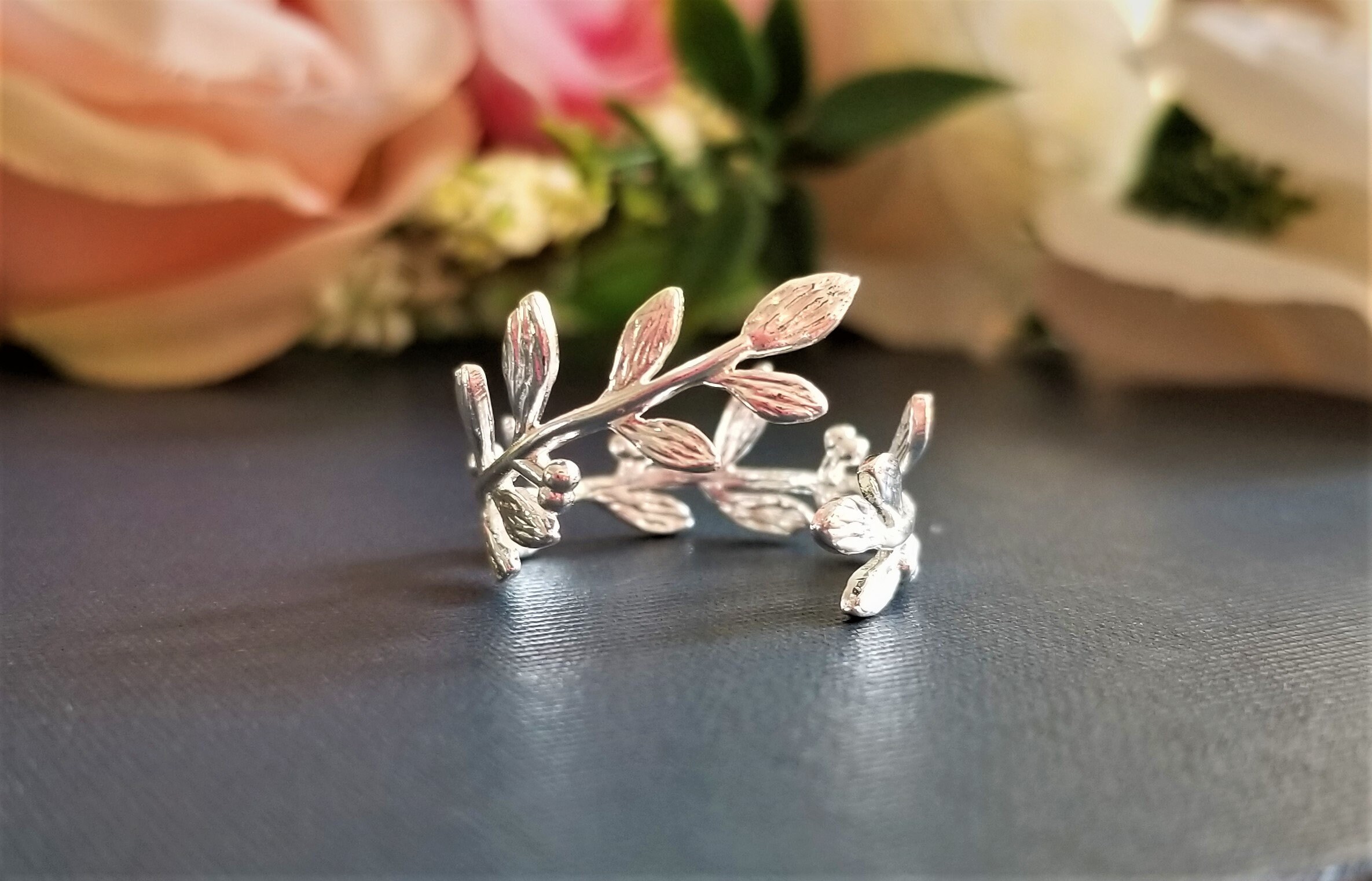 Laurel Wreath Ring Leaf ring Silver leaf ring Adjustable | Etsy