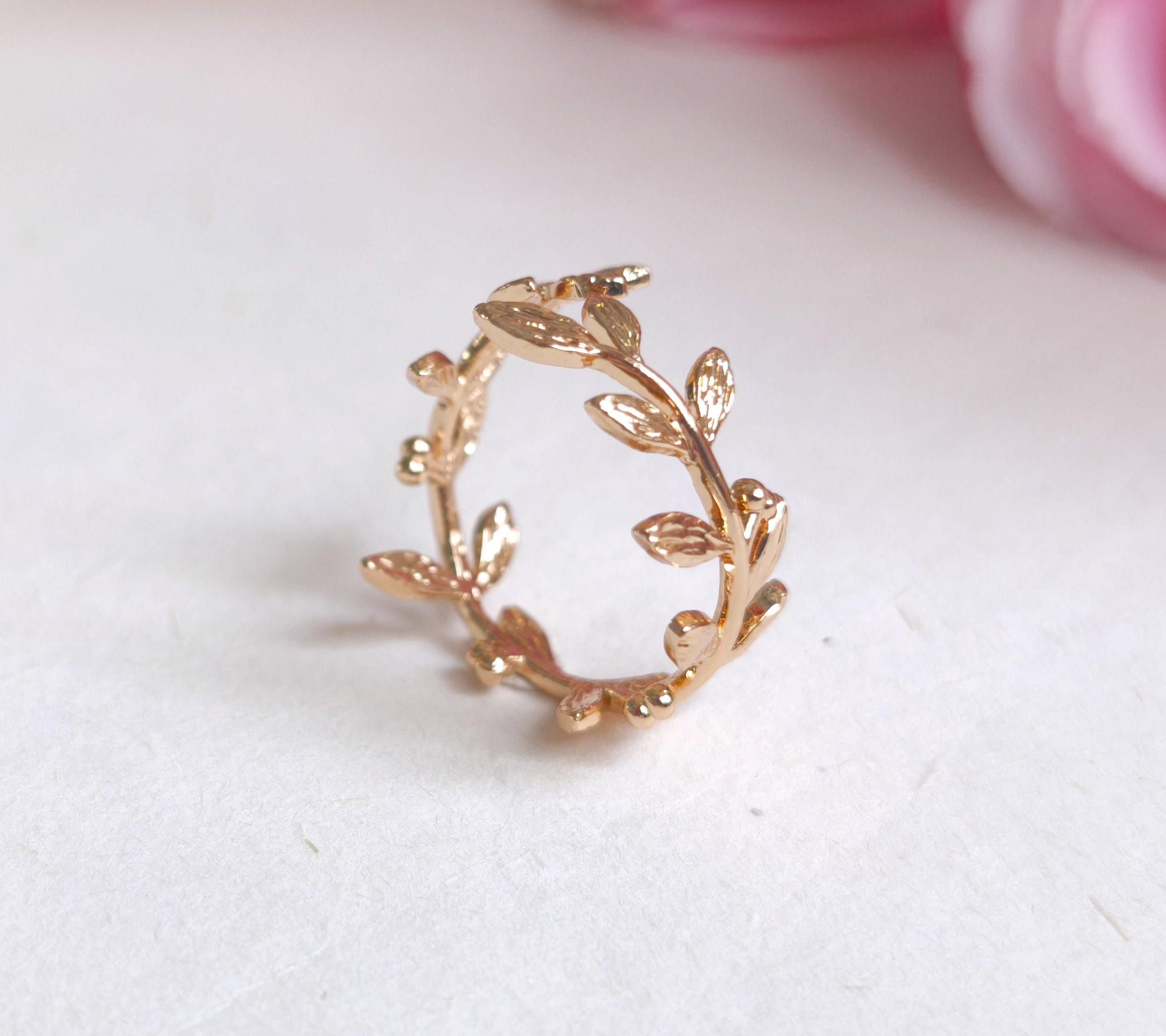 Laurel Wreath Ring, Leaf Ring, Gold Leaf Ring, Adjustable Ring, Leaf ...