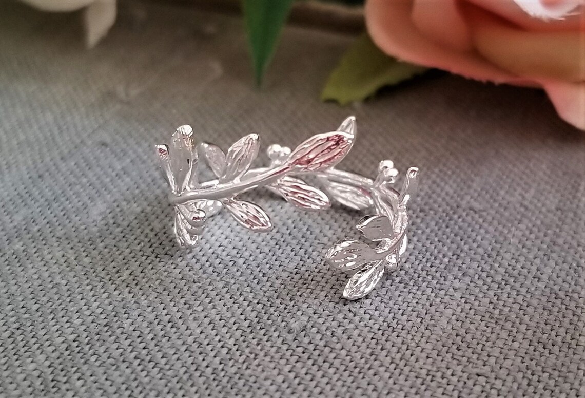 Laurel Wreath Ring Leaf ring Silver leaf ring Adjustable | Etsy