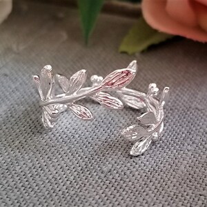 Silver Plated Brass Laurel Wreath Ring, Adjustable Leaf Ring - Etsy
