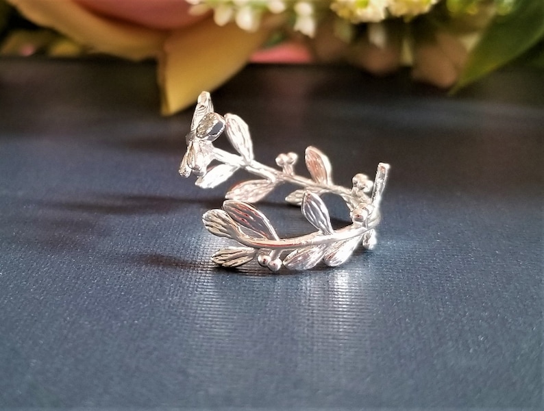 Laurel Wreath Ring, Leaf Ring, Silver Leaf Ring, Adjustable Ring, Leaf ...