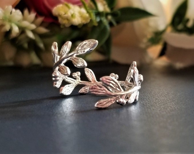 Laurel Wreath Ring, Leaf Ring, Silver Leaf Ring, Adjustable Ring, Leaf ...