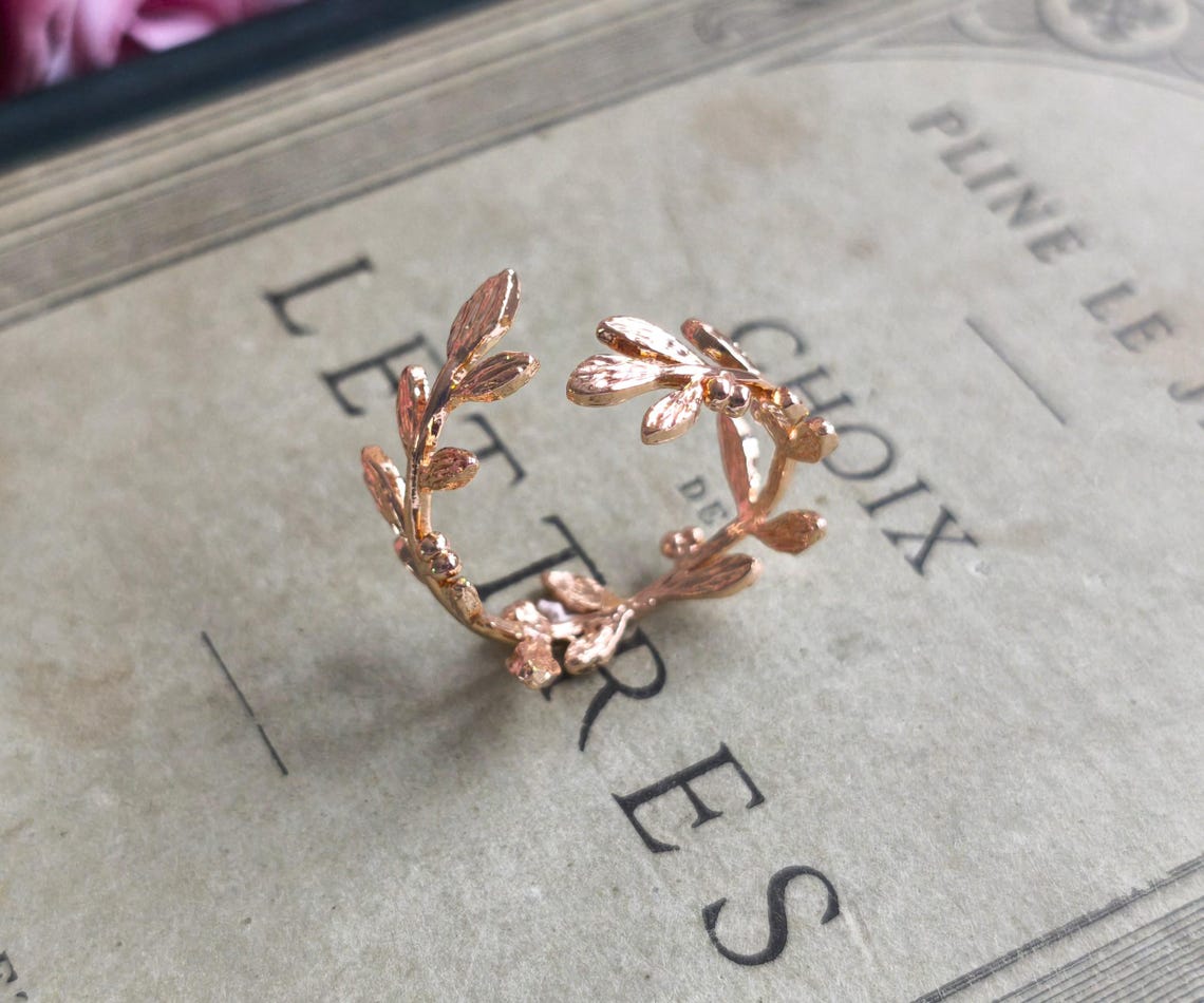 Laurel Wreath Ring, Leaf Ring, Gold Leaf Ring, Adjustable Ring, Leaf ...