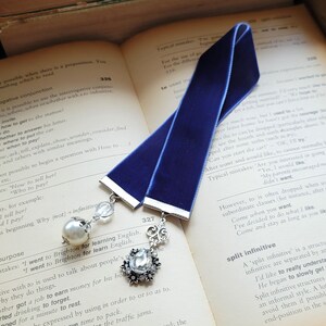 Navy Blue Velvet Bookmark, Bling Bling Bookmark, Blue and Silver ...