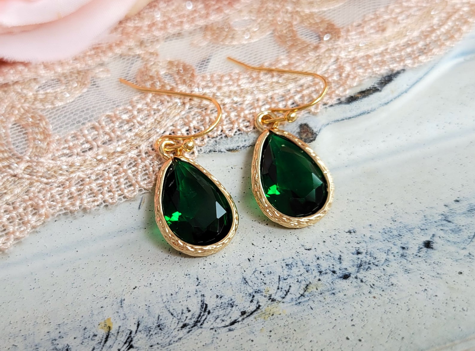 Emerald Green Drop Earrings Green Crystal Earrings Green - Etsy
