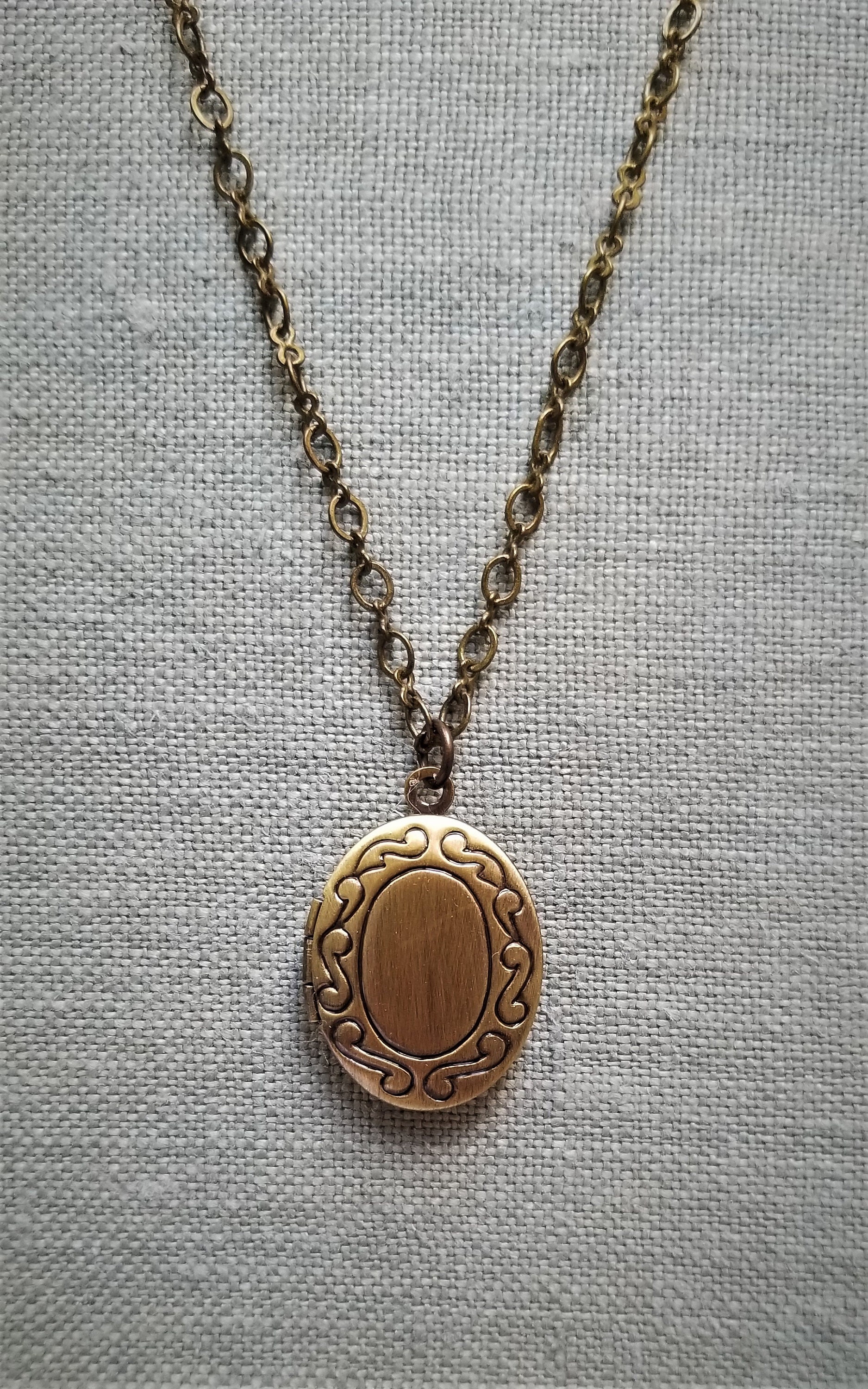 Antique Brass Locket Necklace Photo Locket Pendant Necklace | Etsy