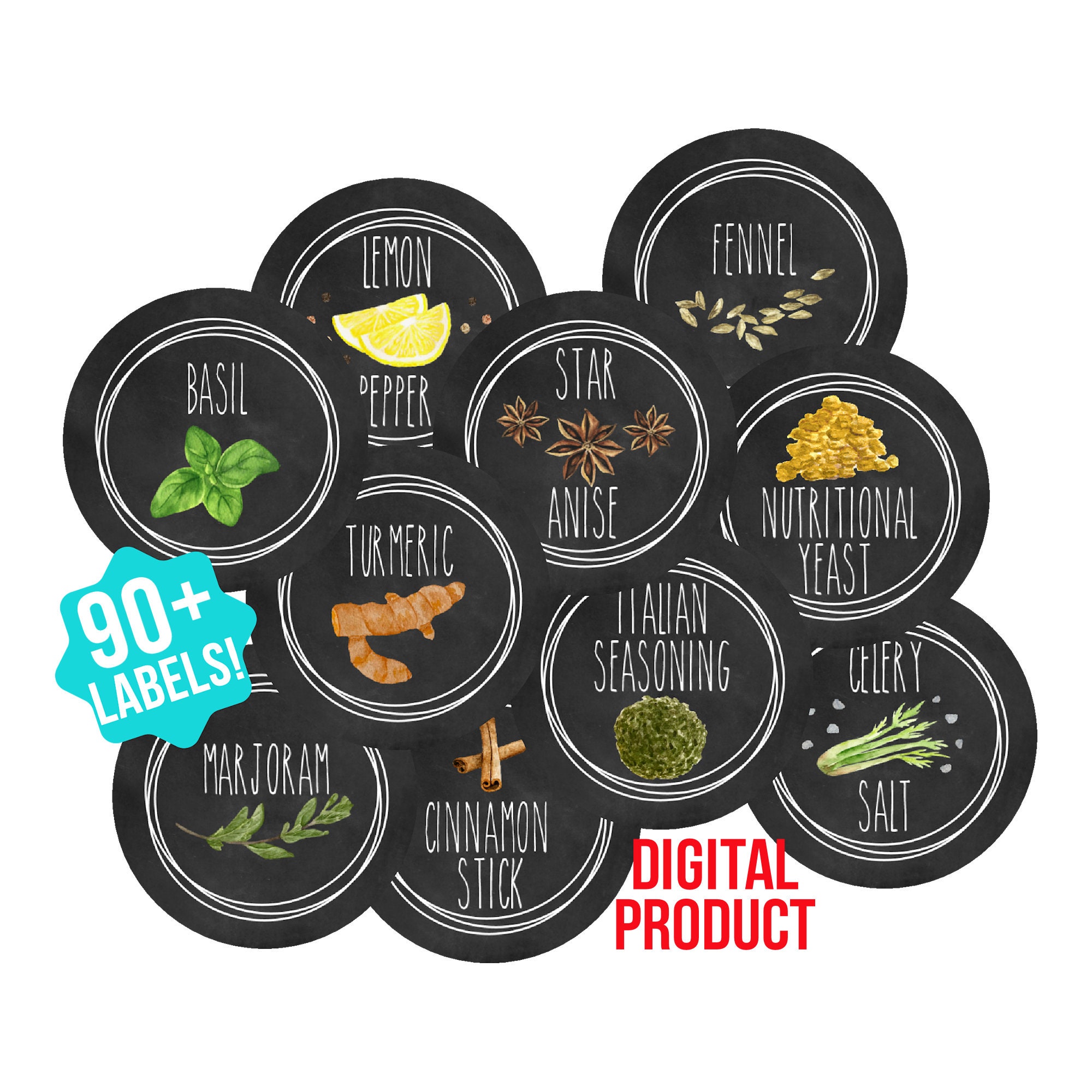 Printable Spice Lid Labels - Avery Labels - Digital Download - Herbs ...