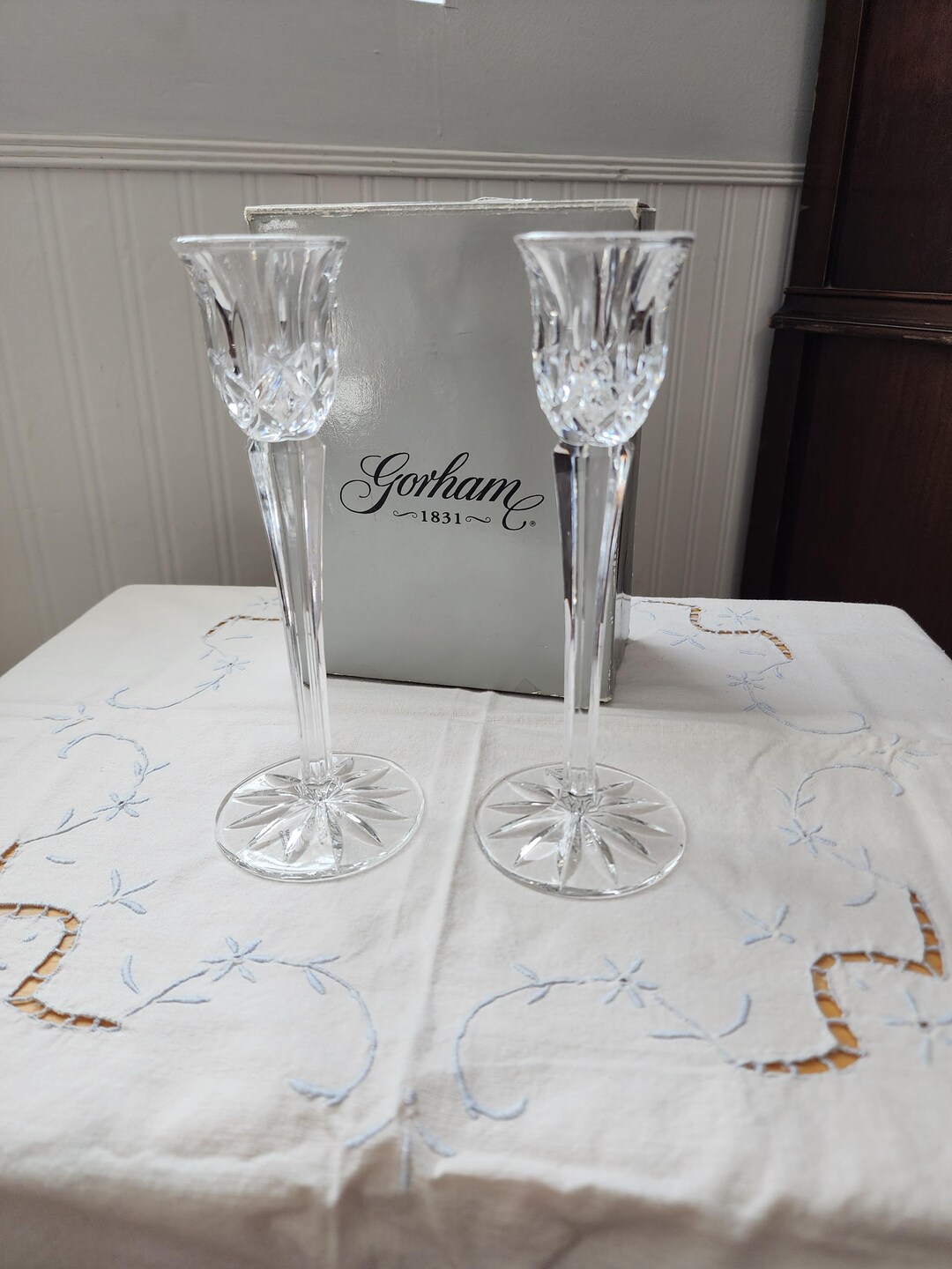 Gorham Lady Ann Crystal Candle Holders. - Etsy