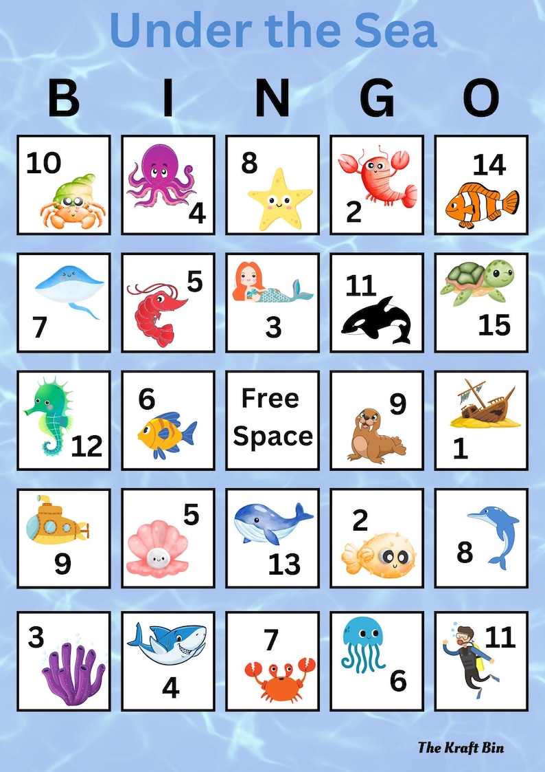 Under the Sea BINGO Savings Game - Etsy