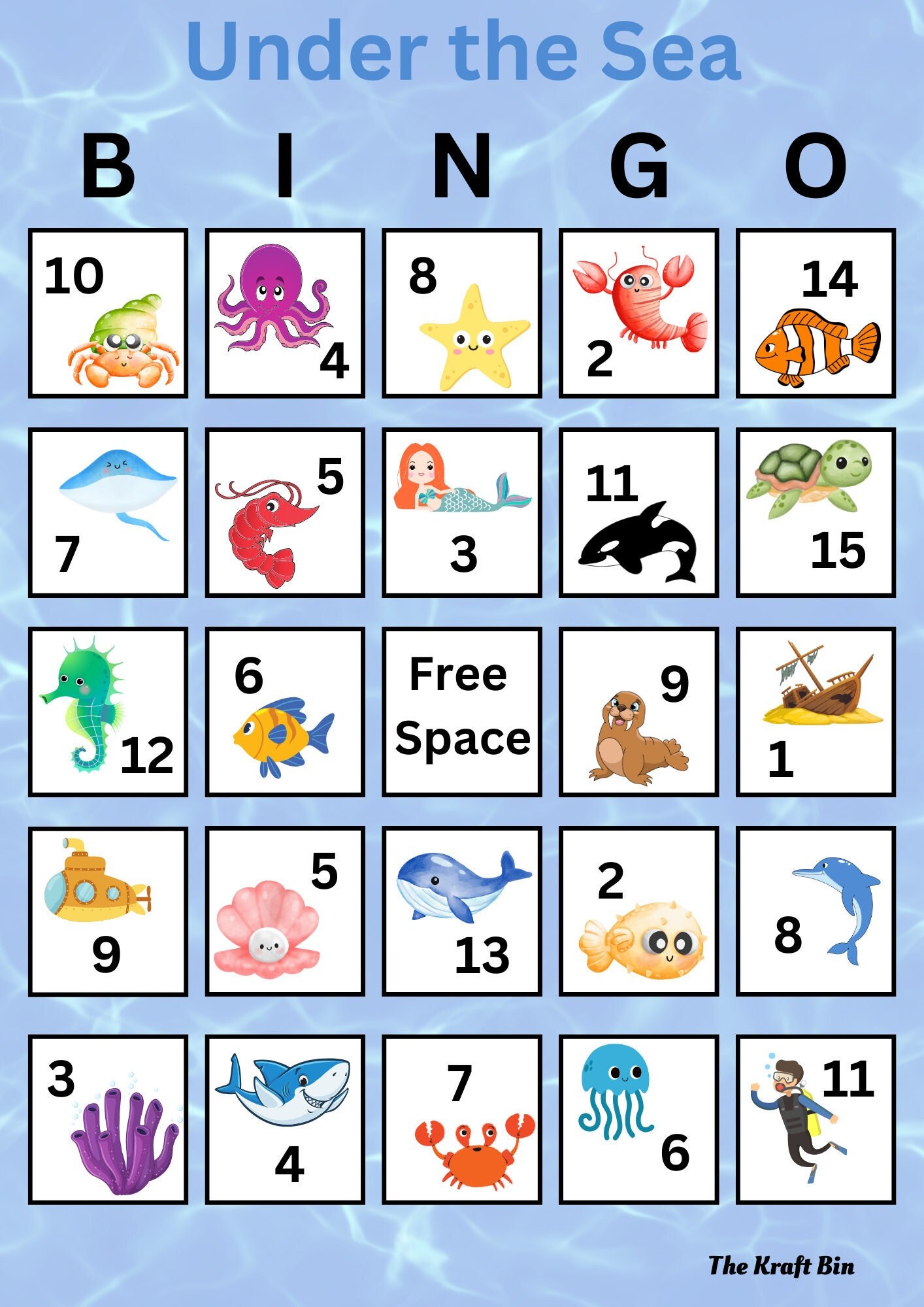 Under the Sea BINGO Savings Game - Etsy