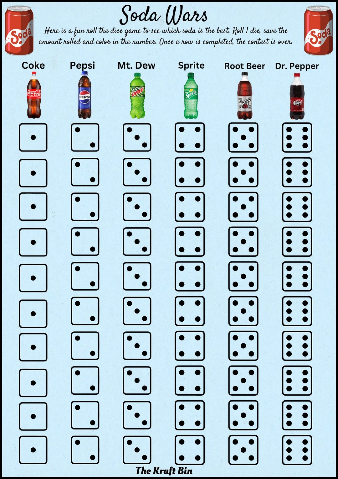 Soda Wars Savings Challenge, Savings Tracker, PDF Printable, Savings ...