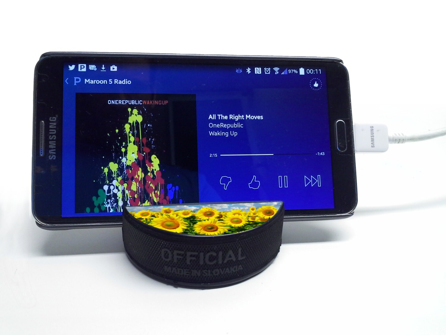 Sunflower - Hockey Puck Cell Phone Stand - Prints and Patterns ...