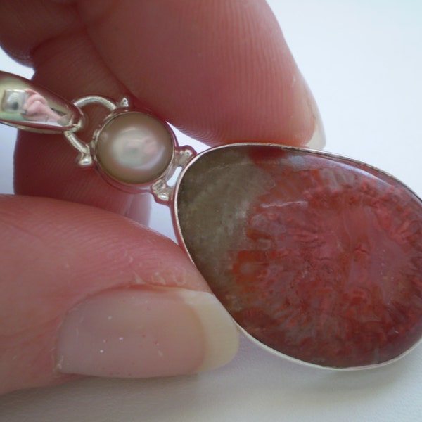 Coral and Freshwater Pearl Necklace - Etsy