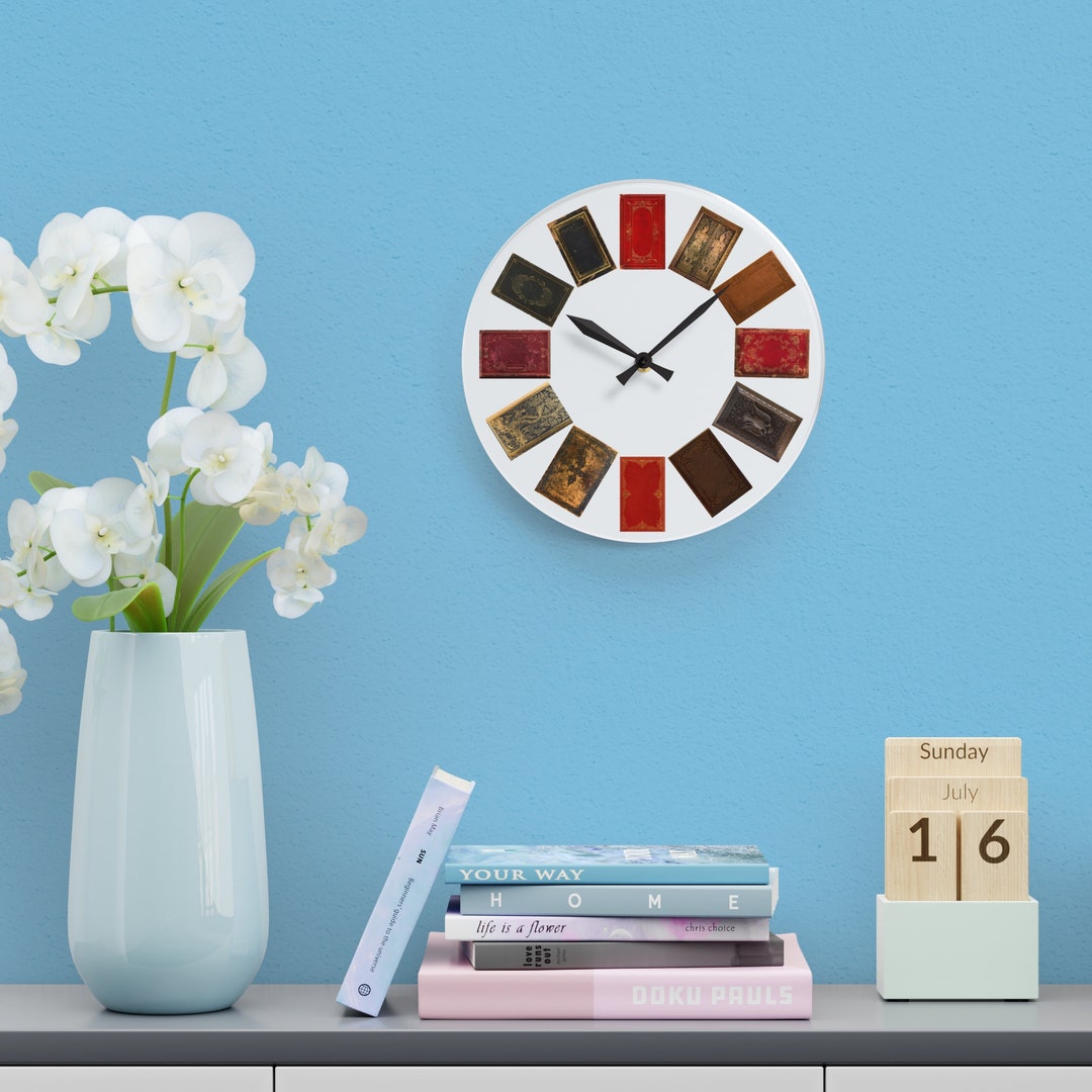 Book Acrylic Wall Clock, Round or Square, 2 Sizes, Bookish Clock ...