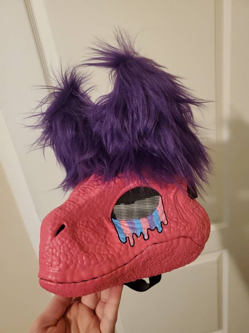 Dino Raptor Mask, Furry Dino, Rainbow Drip, Customizable Dino Mask ...