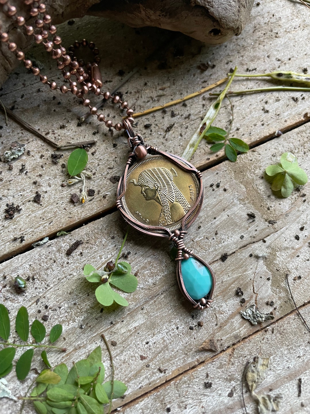 Coin Pendant, Cleopatra Pendant,wire Wrapped Pendant, Copper Jewelry ...