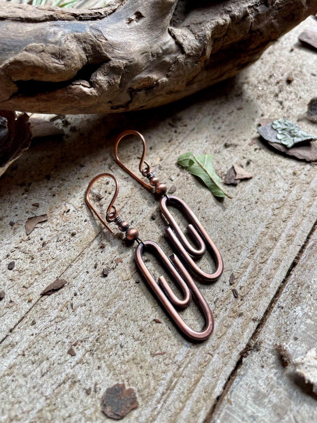 Paper Clip Earrings , Copper Jewelry, Stationary , Wire Wrapped, Paper ...