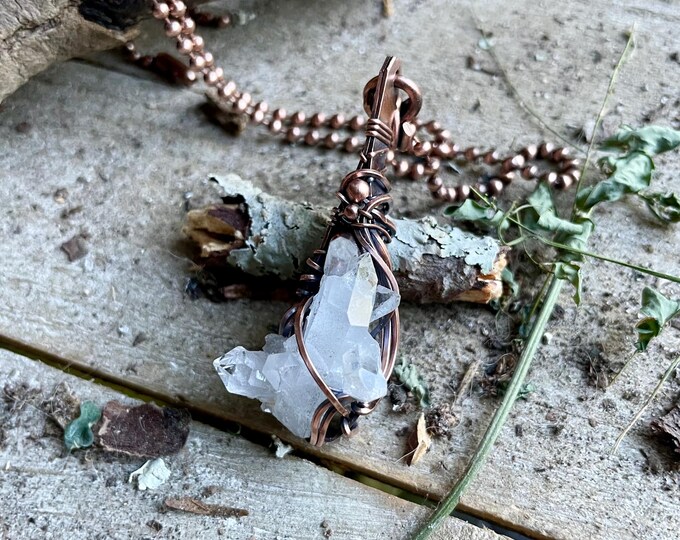Quartz Crystal Pendant,copper Pendant,quartz Point Pendant,crystal ...
