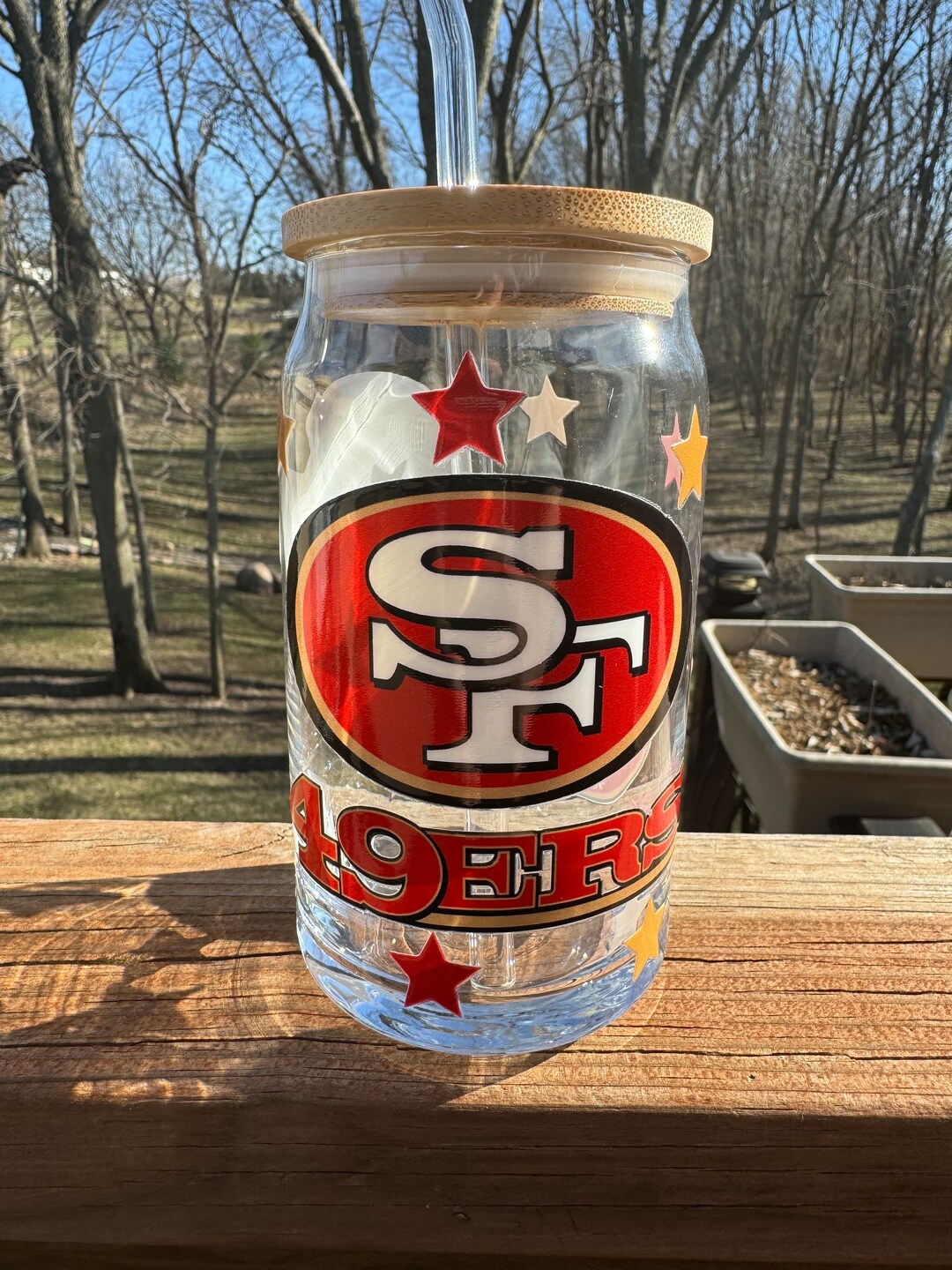 San Francisco 49ers Glass With Straw - Etsy