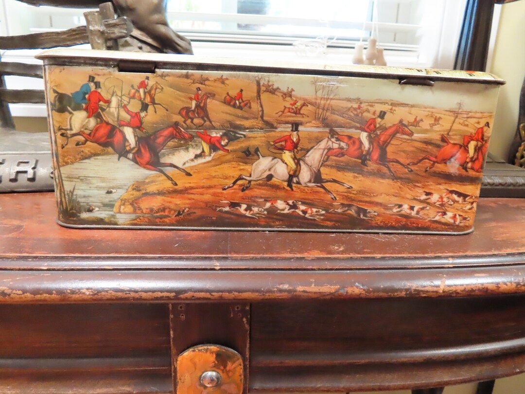 Vintage Tally Ho Fox Hunt Bakery Tin Scribbans-kemp Artist Henry Aiken ...
