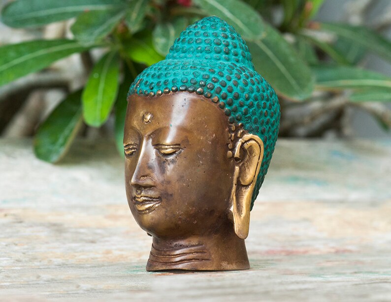 Small Buddha Statue Buddha Head Statue Antique Brass Buddha | Etsy