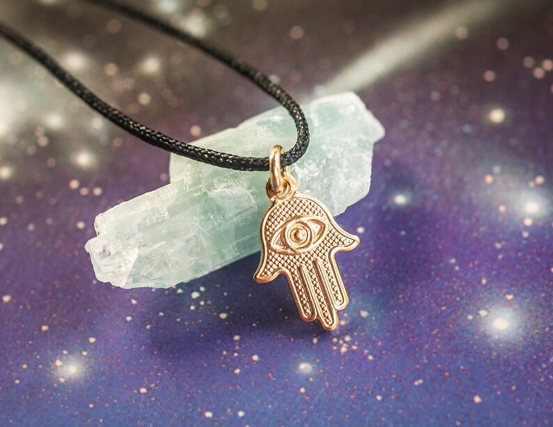 Tiny Hamsa Necklace, Evil Eye Necklace, Gold Fill Hamsa, Tiny Choker ...