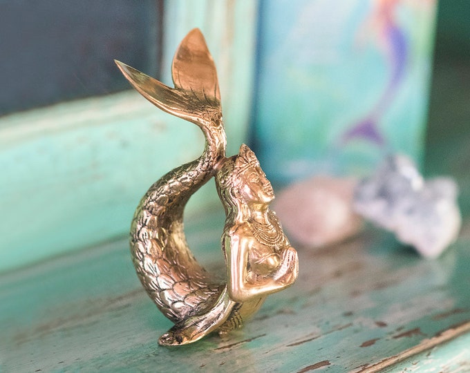 Mermaid Decor, Mermaid Statue Gold, Mermaid Figurine, Sculpture Mermaid ...