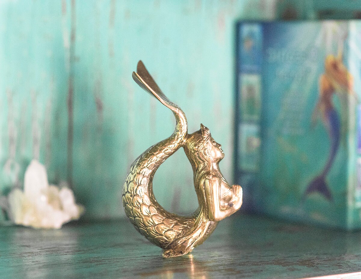 Mermaid Decor, Mermaid Statue Gold, Mermaid Figurine, Sculpture Mermaid ...