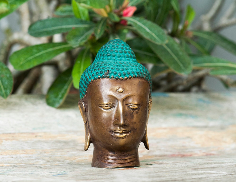 Small Buddha Statue, Buddha Head Statue, Antique Brass Buddha, Buddha ...