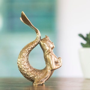 Mermaid Decor, Mermaid Statue Gold, Mermaid Figurine, Sculpture Mermaid ...