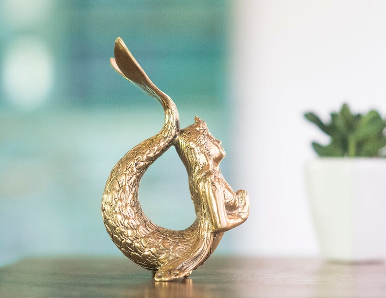 Mermaid Decor, Mermaid Statue Gold, Mermaid Figurine, Sculpture Mermaid ...