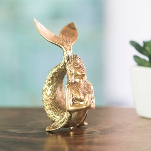 Mermaid Decor, Mermaid Statue Gold, Mermaid Figurine, Sculpture Mermaid ...