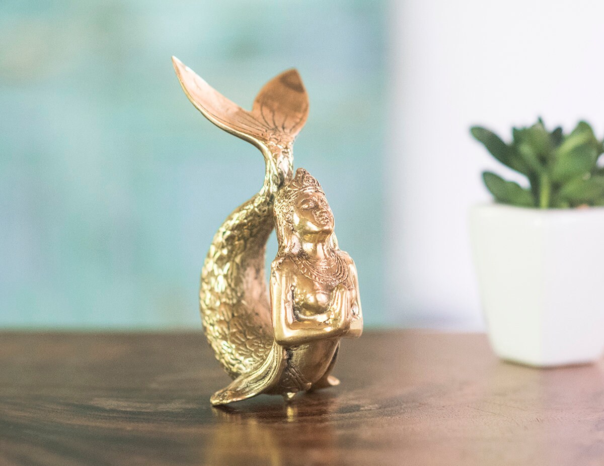 Mermaid Decor, Mermaid Statue Gold, Mermaid Figurine, Sculpture Mermaid ...