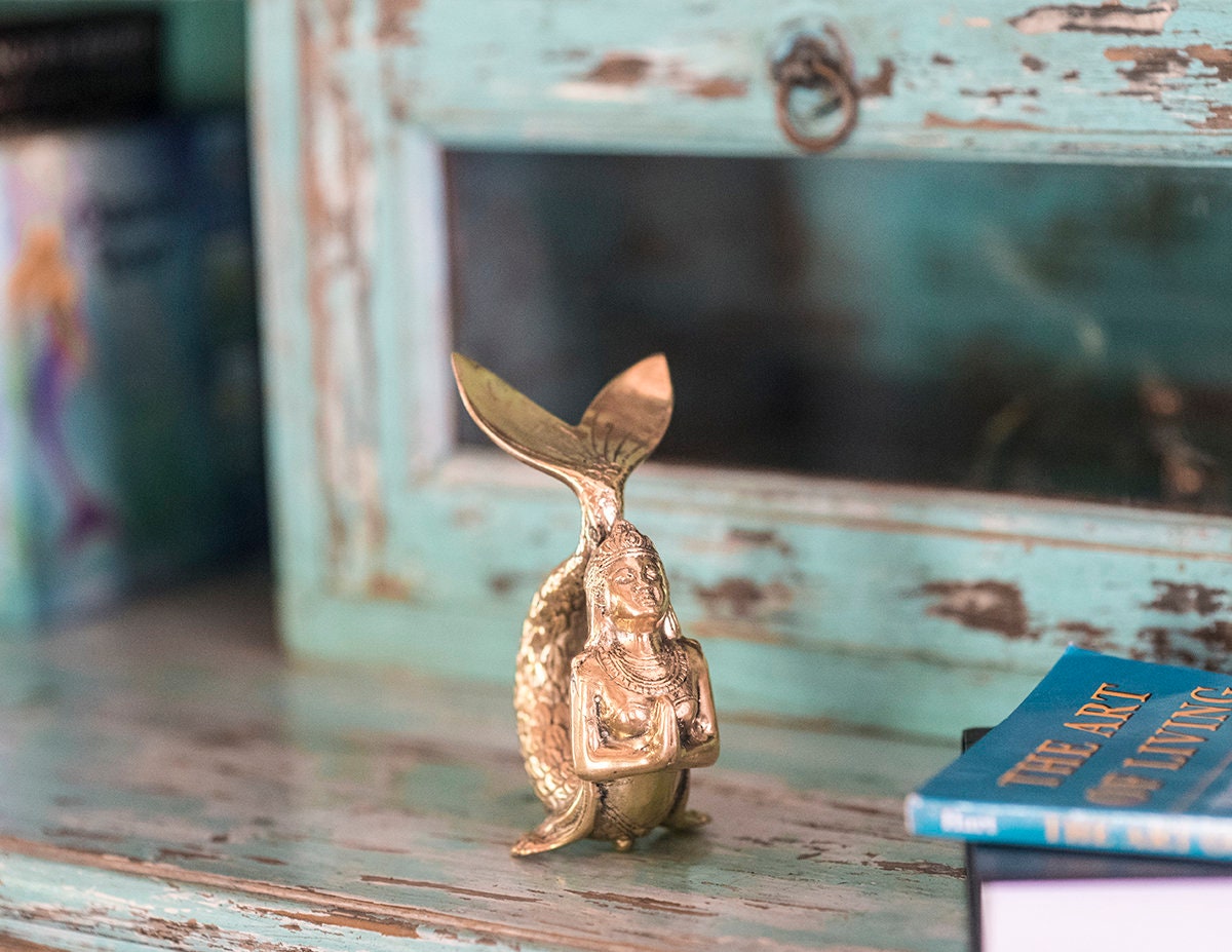Mermaid Decor, Mermaid Statue Gold, Mermaid Figurine, Sculpture Mermaid ...