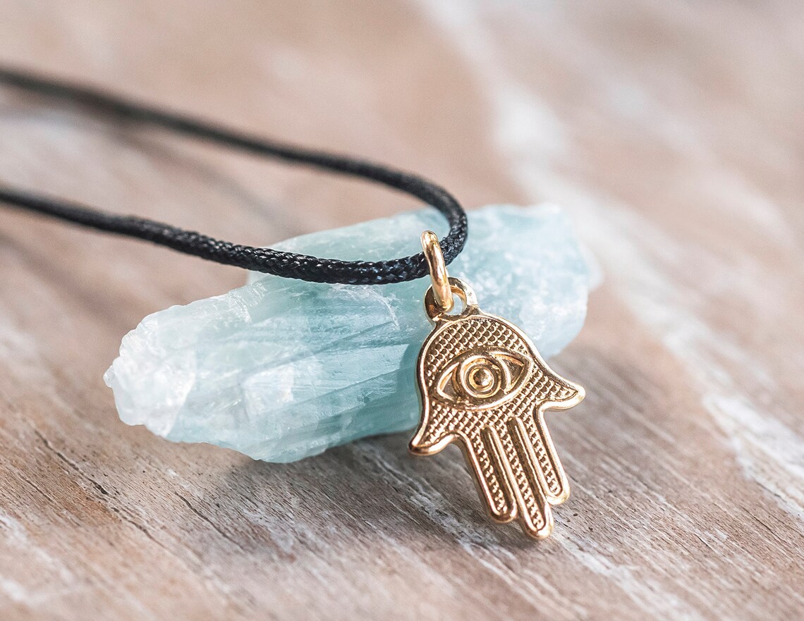 Tiny Hamsa Necklace, Evil Eye Necklace, Gold Fill Hamsa, Tiny Choker ...