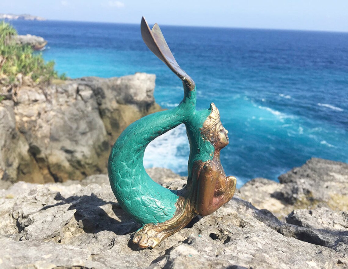 Mermaid Statue Antique Vintage Look Mermaid Nautical | Etsy