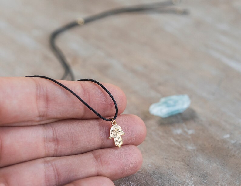 Tiny Hamsa Necklace, Evil Eye Necklace, Gold Fill Hamsa, Tiny Choker ...