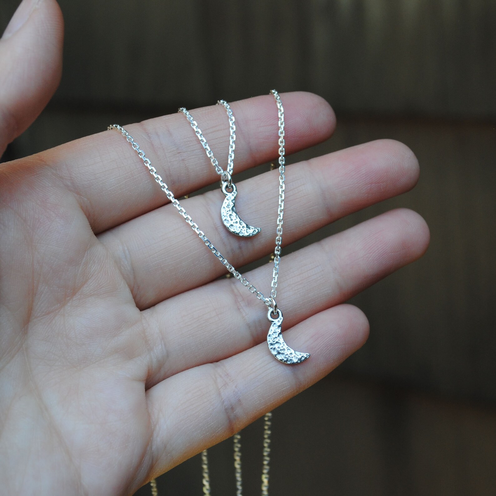 Tiny Crescent Moon Necklace Sterling Silver Crescent | Etsy