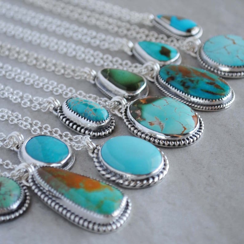 Turquoise Necklace Silver Turquoise Necklace Turquoise | Etsy