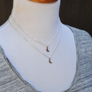 Tiny Crescent Moon Necklace, Sterling Silver Crescent Necklace, Crescent Moon Jewelry, Silver ...
