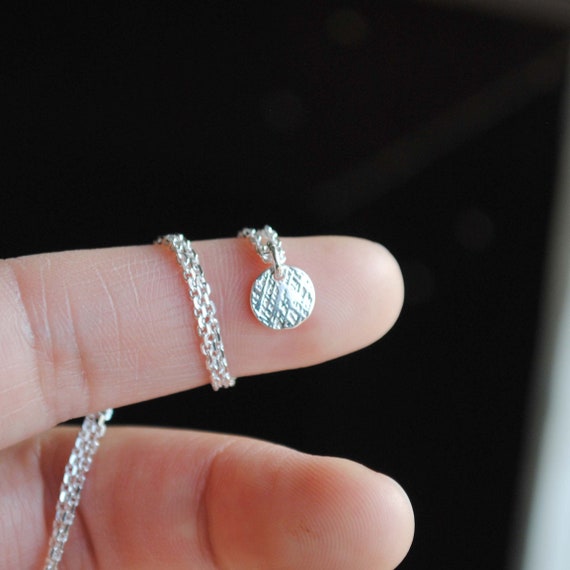 Sterling Silver Tiny Disc Necklace Delicate Necklace | Etsy