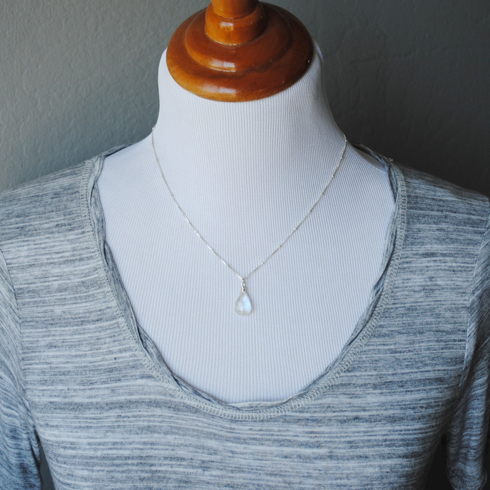 Moonstone Necklace Sterling Silver Satellite Chain Moonstone - Etsy