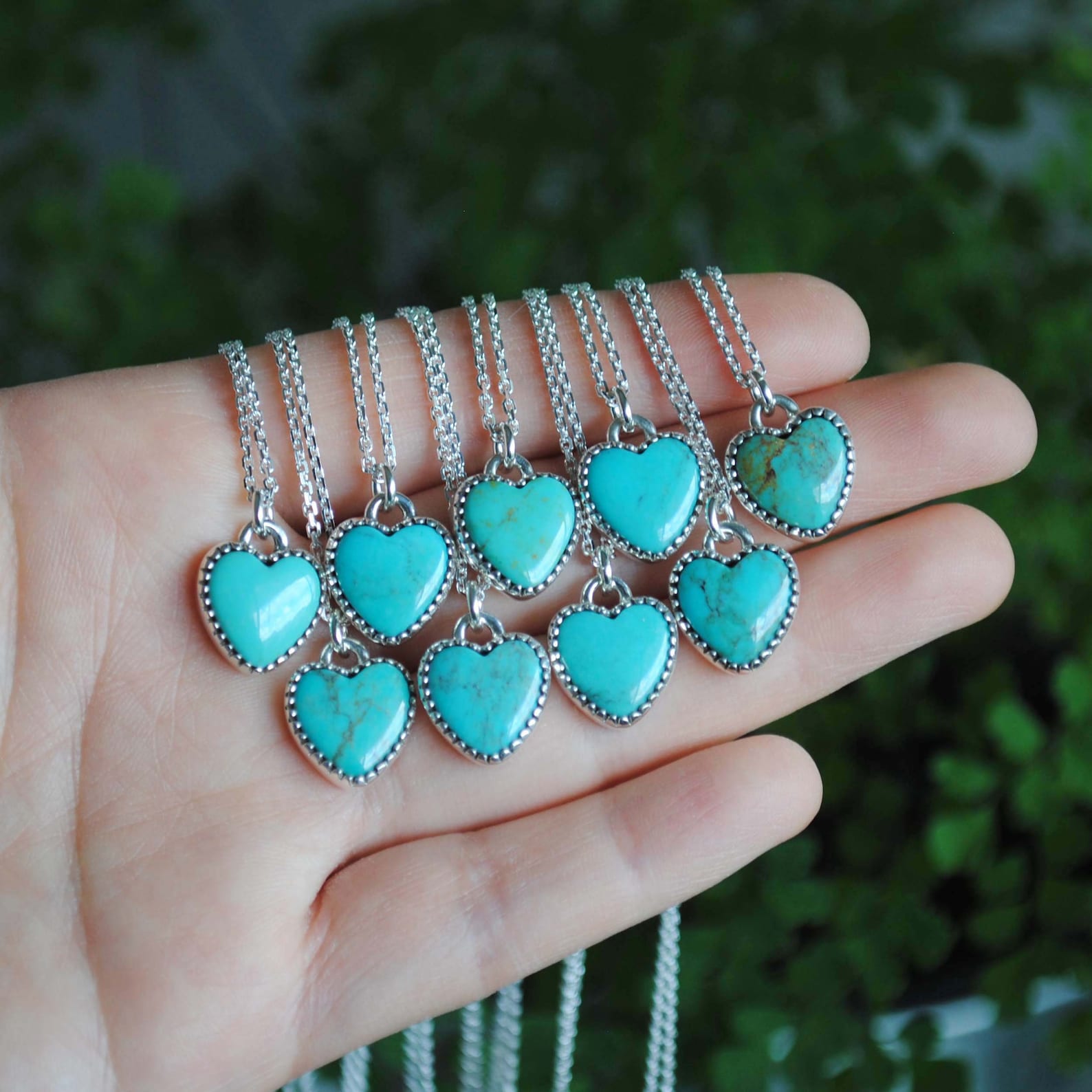 Sterling Silver Turquoise Heart Necklace, Little Turquoise Heart ...