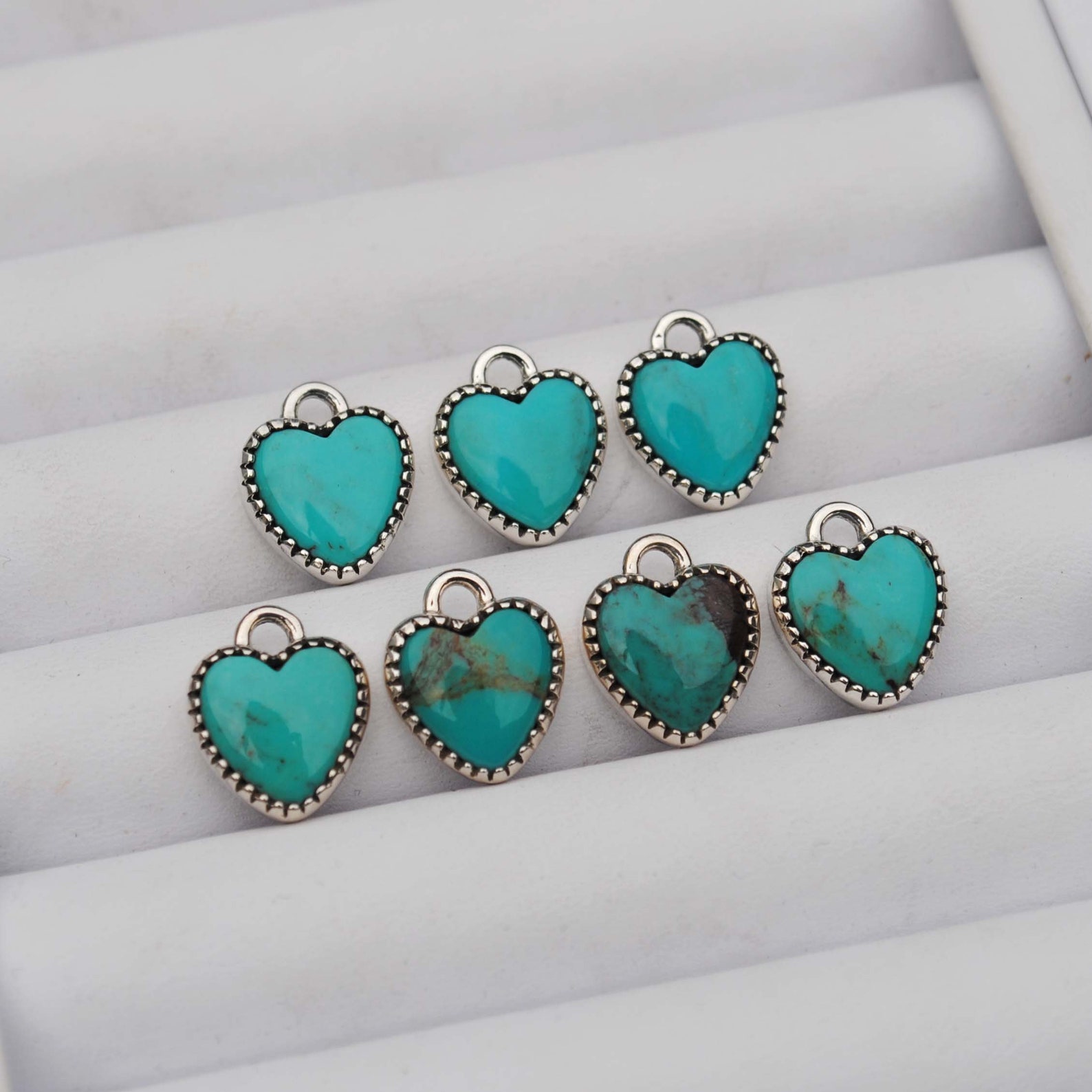 Sterling Silver Turquoise Heart Necklace Petite Dainty Little | Etsy